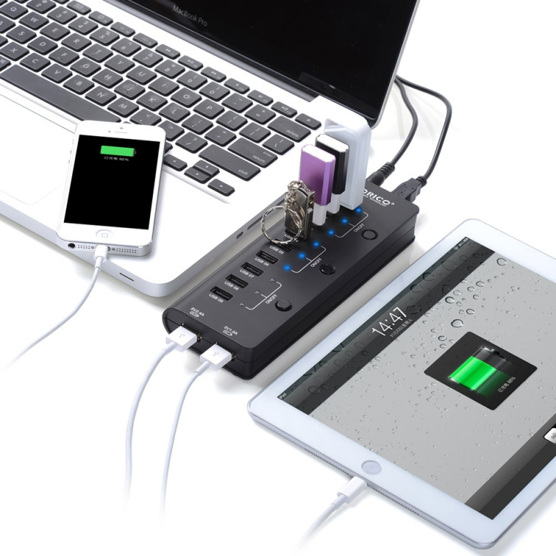 ORICO Napájený USB HUB s devíti USB 2.0 výstupy a dvěma USB pro ...