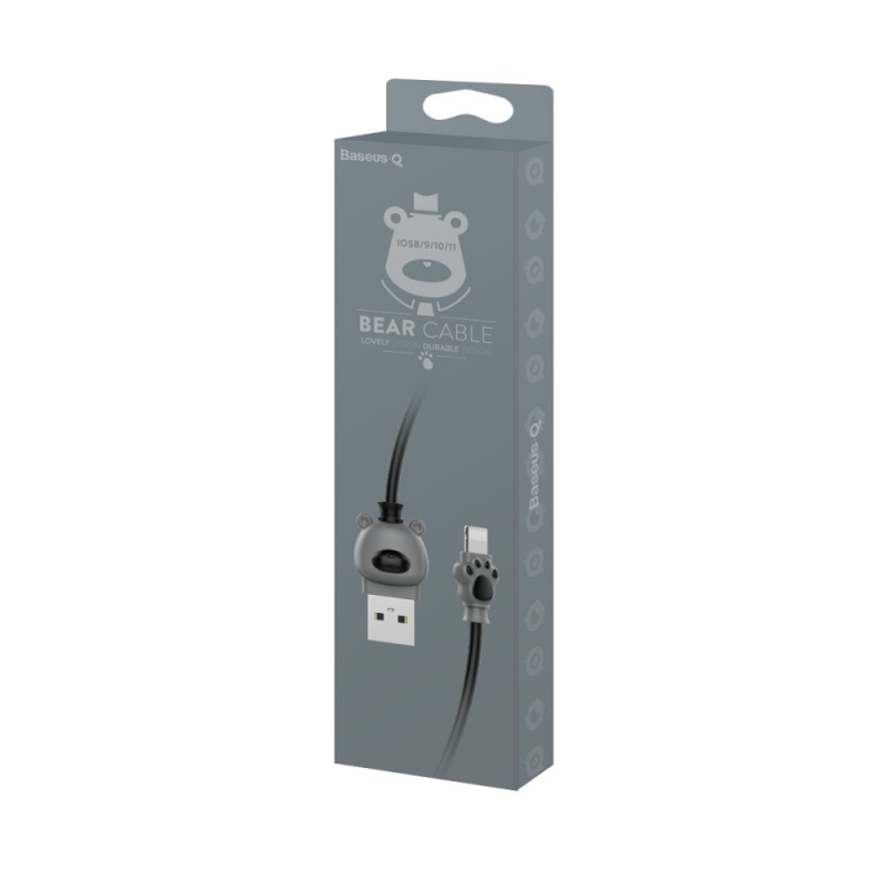 BASEUS medvědí lightning kabel - 1m - černá - Appleking.cz